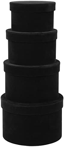 Amazon.com: Round Gift Boxes with Lids Set of 4 Black Gift Boxs ...