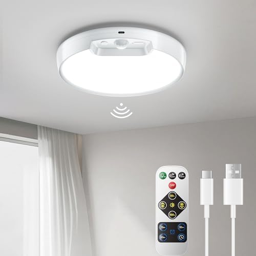 Rechargeable Motion Sensor Ceiling Light, Battery-Powered LED Ceiling ...
