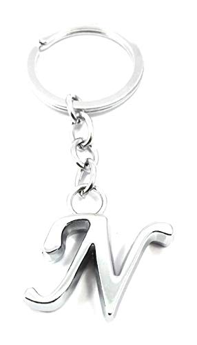Key Era Plain Alphabet Letter N Metal Keychain/Keyring (Silver ...