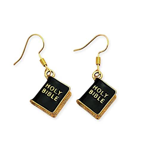 Amazon.com: Holy Bible Earrings, Black and Gold Holy Bible Earrings ...