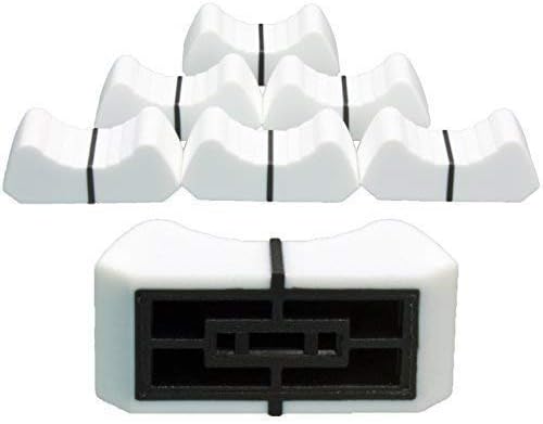 6 x Professional Fader Knob White 4mm Lever 6 Button Fly Fadercaps ...