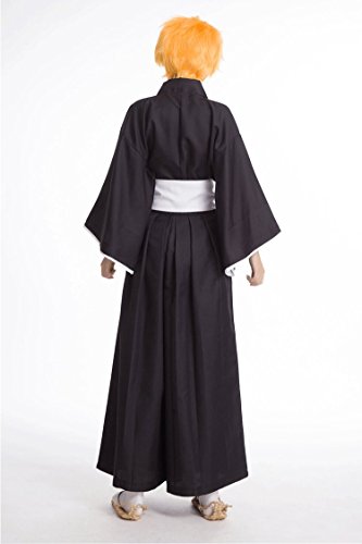SSJ Kimono Robe Shinigami Bleach Cosplay Japanese Anime (US-S) Black ...