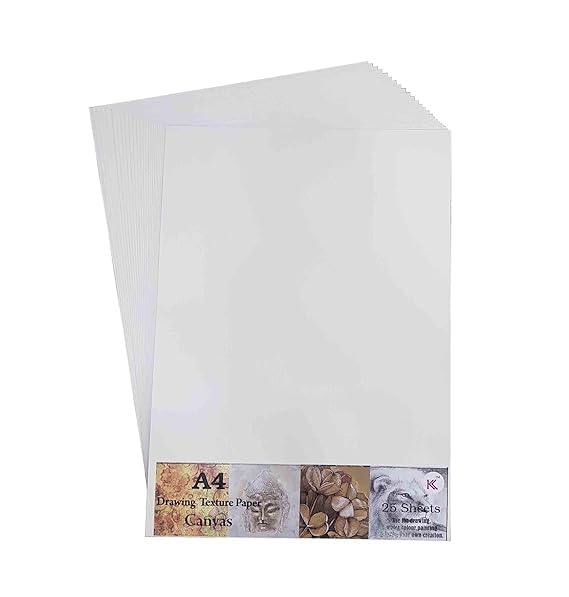 Craftncreation A4 Milky White Canvas Drawing Texture Papers (Set of 25 ...