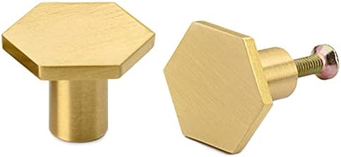 Wuudi 10Pcs Solid Brass Hexagon Knobs with Screw for Cupboard, Desk, Drawer, Dresser Drawer ...