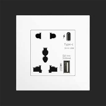 Universal Intelligent Quick Charge USB Wall Dual Socket 3.1A 18W Type-C ...