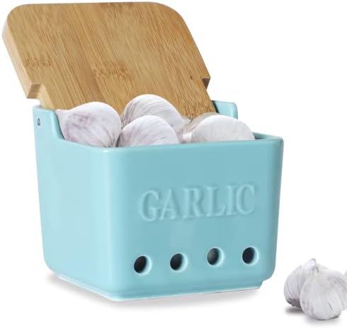 Amazon.com: ONTUBE Garlic Keeper with Lid, Ceramic Garlic Holder ...