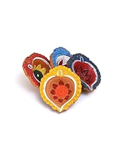 Buy THE INDIA STYLE Clay Colourful Diya Designer akhand Deepak Diya ...