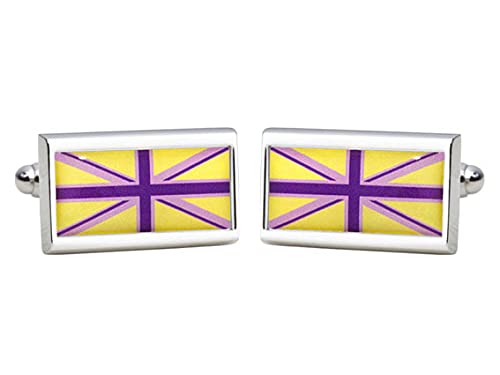 Amazon.com: Yellow & Purple 'Union Jack' Flag - Rectangle Cufflinks ...