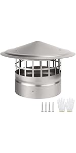 Amazon.com: 8 Inch Cone Top Chimney Cap with Screen,8" Round Roof Rain ...