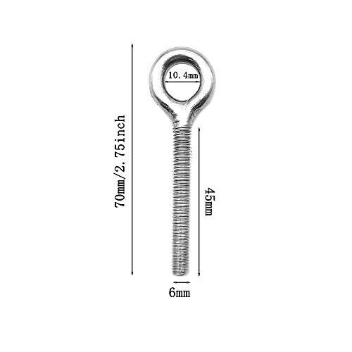 YDHfdc 10 Pack M6 Eye Bolt Long Shank Ring Bolt 304 Stainless Steel ...