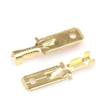 DUNBE 50 Pcs 6.3 MM Automotive Crimp Terminal Male Spade Connector Brass Pins Auto Splice Wire ...