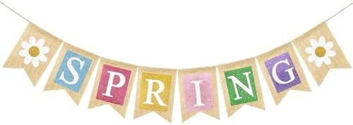 Amazon.com: FHGG Happy Spring Banner Flower Banner Colorful Glittery ...