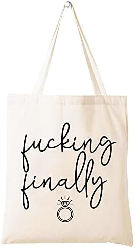 Amazon.com: LIBIHUA Fcking Finally - Shoulder Bag Shopping Bag Tote Bag Gift – Funny Engagement ...