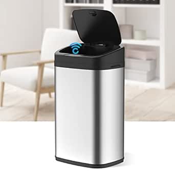Motion Sensor Kitchen Bin, 50L Rubbish Bin with Soft-Close Lid ...