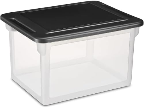 Amazon.com: TruViare Clear Plastic File Box with Black Lid – Letter and ...