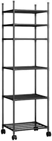 XIANGLV Black Shelving Unit, 42 x 32 x 165 cm, 6 Tier Tall Narrow ...