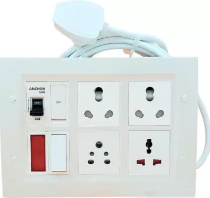 BAHUL Shockproof PVC Extension with Anchor/CONA MCB Big Plug 4 Socket ...