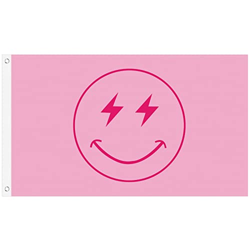 Buy Preppy Theme Pink Smile Face Flag 3 x 5 Feet Happy Face Preppy Room ...
