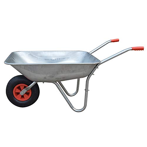 KCT 65L Garden Galvanised Steel Wheelbarrow with Pneumatic Tyre ...