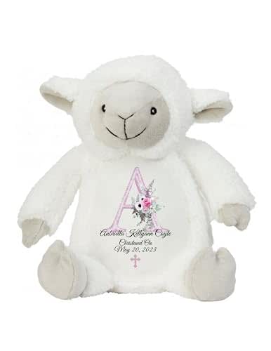 Amazon.com: Personalized Stuffed Lamb Keepsake Gift For Baptism ...
