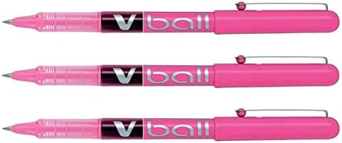 Pilot V Ball VB5 Rollerball Pens - Liquid Ink - Fine Metal Tip - Pink ...