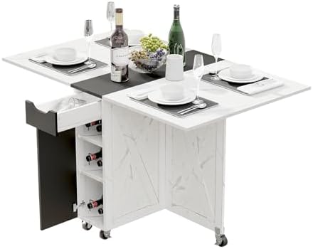 Amazon.com: 3imothrix Folding Dining Table, Foldable Dinner Table with ...