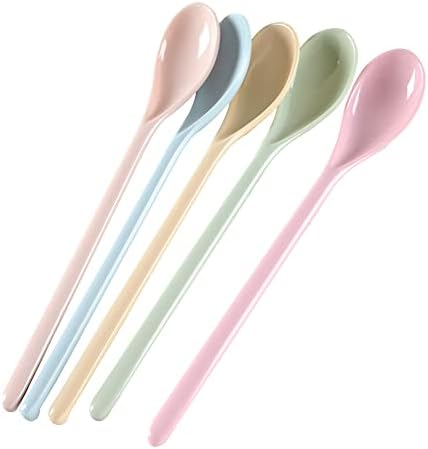 Amazon.com: ccHuDE 5 Pcs Long Handle Melamine Colorful Coffee ...