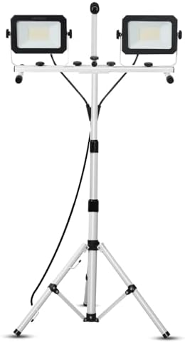 PARMIDA LED Dual-Head Work Light, 6ft Adjustable Tripod Stand, 20,000 ...