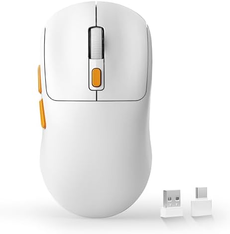 Amazon.com: SOLAKAKA SM66 White Silent Dual Mode 2.4GHz Wireless Mouse ...