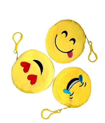 Buy Skab Trendy Smiley Emoij Zipper Pouch Soft Stuffed Round Bag Coin ...