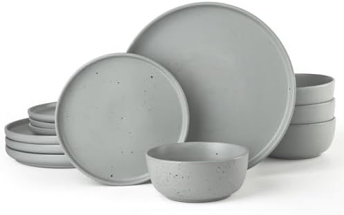 Amazon.com | Famiware Dawn Plates and Bowls Sets, 12 Pieces Stoneware ...