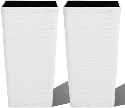 Amazon.com : Worth Garden 2-Pack Tall Tapered Planter - Plastic White ...