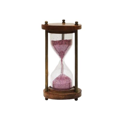 J.I. Wooden Sand Timer 1 Minute Brass Pink Sand Nautical Antique Brass ...