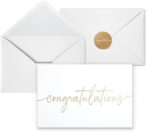 Congratulations Cards with Envelopes and Matching Stickers, Matte Gold ...