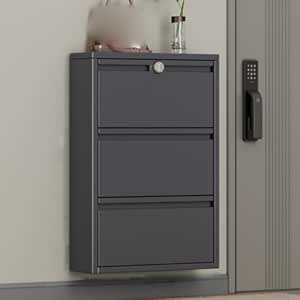 Lockable Wall-Mounted Shoe Cabinet - 3-Tier Freestanding Shoe Rack ...