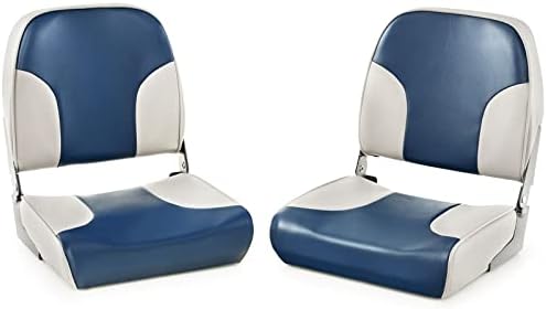 Costway 2-Piece Low Back Boat Seat Set, Folding Fish Seat with Sponge ...