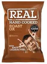 Real Crisps Hand Cooked Crunchy Potato Crisps, 35g, Roast Ox (48 Bags ...