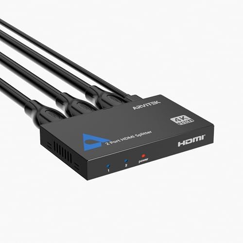 Amazon.com: 4K Slim 1x2 HDMI Splitter 1 in 2 Out, Arvitek 2 Port HDMI ...