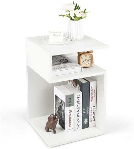 Amazon.com: Tangkula S-Shaped Side Table, 3 Tier Wood End Table with ...