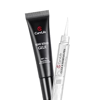 Amazon.com: Curvlife 15g Semi Solid Nail Glue Gel with 5ml 3 in 1Nail ...