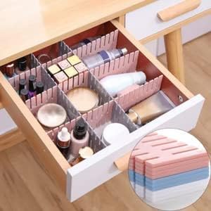 HOME Adjustable Interlocking Self Assembly Plastic Drawer Divider ...