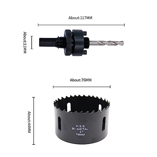 3inch Hole Saw, LAIWEI 76mm Hole Cutter with A2 Heavy Duty Mandrel ...