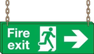 Fire Exit Sign (Double Sided Hanging) - Fire Exit Right (3mm Foam PVC ...