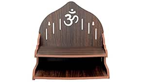CRYSTIVA Wooden Wall-Mounted Temple Shelf for Pooja, Small Size, Brown ...