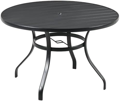 Outsunny Garden Table with Parasol Hole, Outdoor Dining Garden Table ...