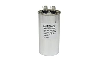 TEMCo 40 uF Run Capacitor CBB65, 40 MFD, 370-440V, Round, 50/60Hz | for HVAC AC Fan, Motor ...