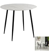 HomJoy Dining Table and 4 Chairs Set, Modern Design PU Seat Lounge ...