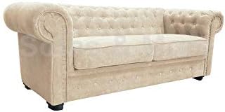 Chesterfield Style Corner Sofa Set 3+2 Seater Armchair Cream Fabric (3 ...