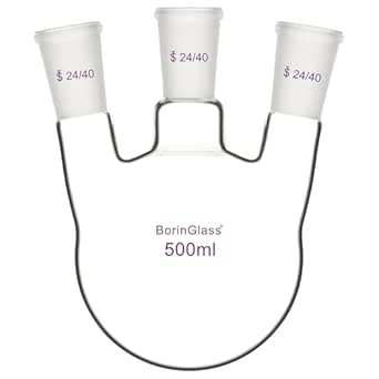 BorinGlass Three Necks Round Bottom Flask RBF, Glass 3-Neck Boiling ...