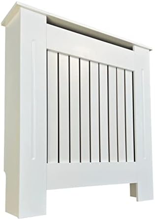 Oypla Small White Wooden Slatted Grill Radiator Cover MDF Cabinet ...